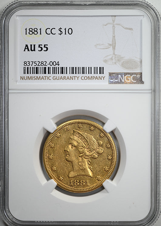 1881-CC Liberty Head Gold Eagle $10 NGC AU55 – Americana Rare Coin