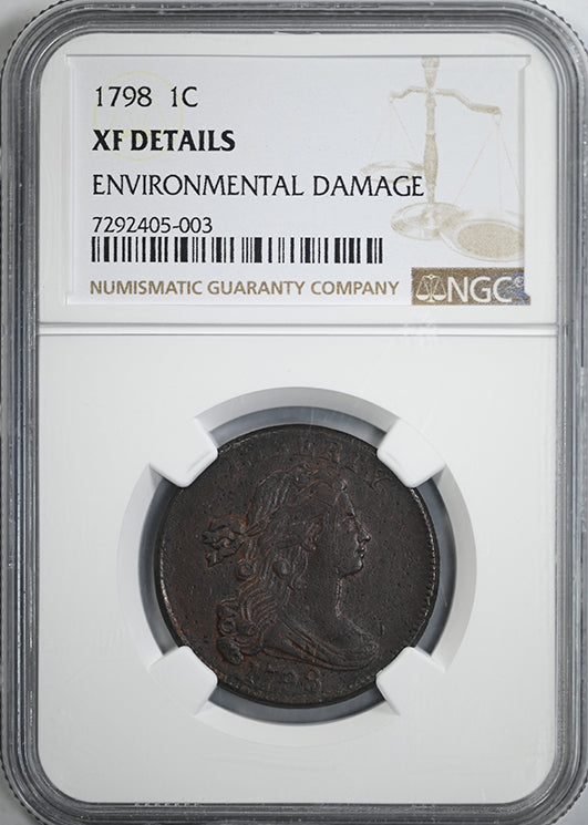 1798 Draped Bust Large Cent 1C NGC XF Details – Americana Rare Coin
